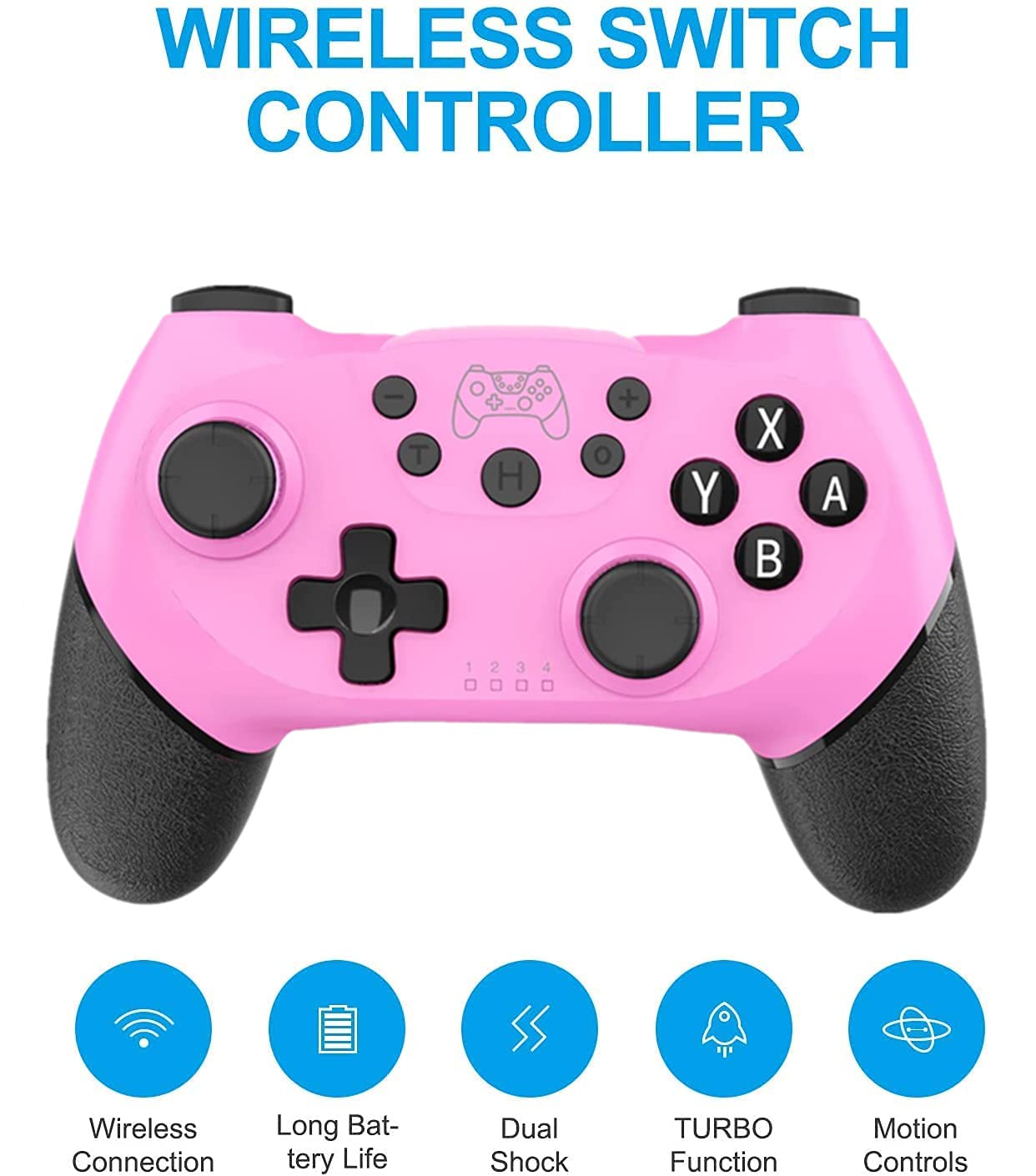 Rzzhgzq [2024 New Version] Wireless Controller for Switch/Switch Lite,Pink Switch Pro Controller Gamepad Joypad Remote with Gyro Axis, Turbo and Adjustable Dual Shock Wireless Controller for Girl