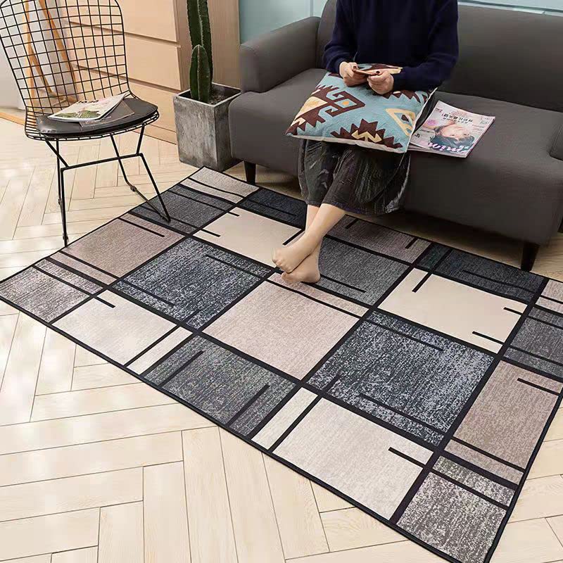 Grey Geometric Checkered Area Rug,Indoor Outdoor Rug,Low lint and Easy Care,Foldable Comfort Casual Living Room Bedroom Area 2x3ft