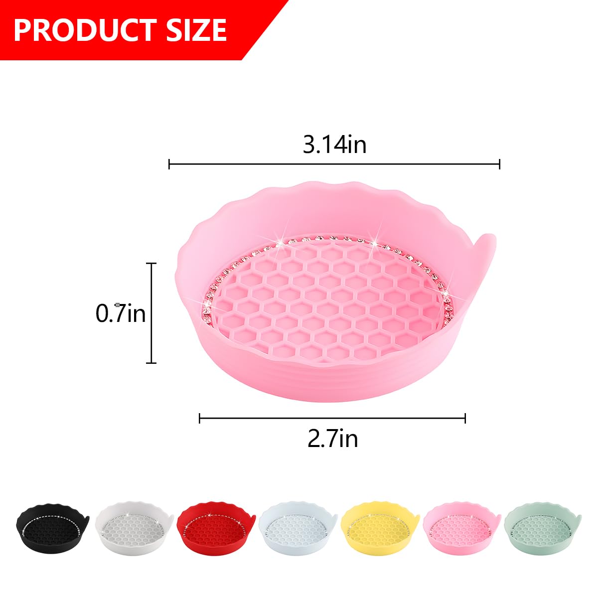Bittwee 2PCS Bling Car Cup Holder Coaster, Silicone Anti-Slip Insert Drink Cup Mat, Crystal Rhinestone Auto Interior Accessories, 2.75 Inch Universal for Cars, RVs, Trucks and More(Pink/2PCS)