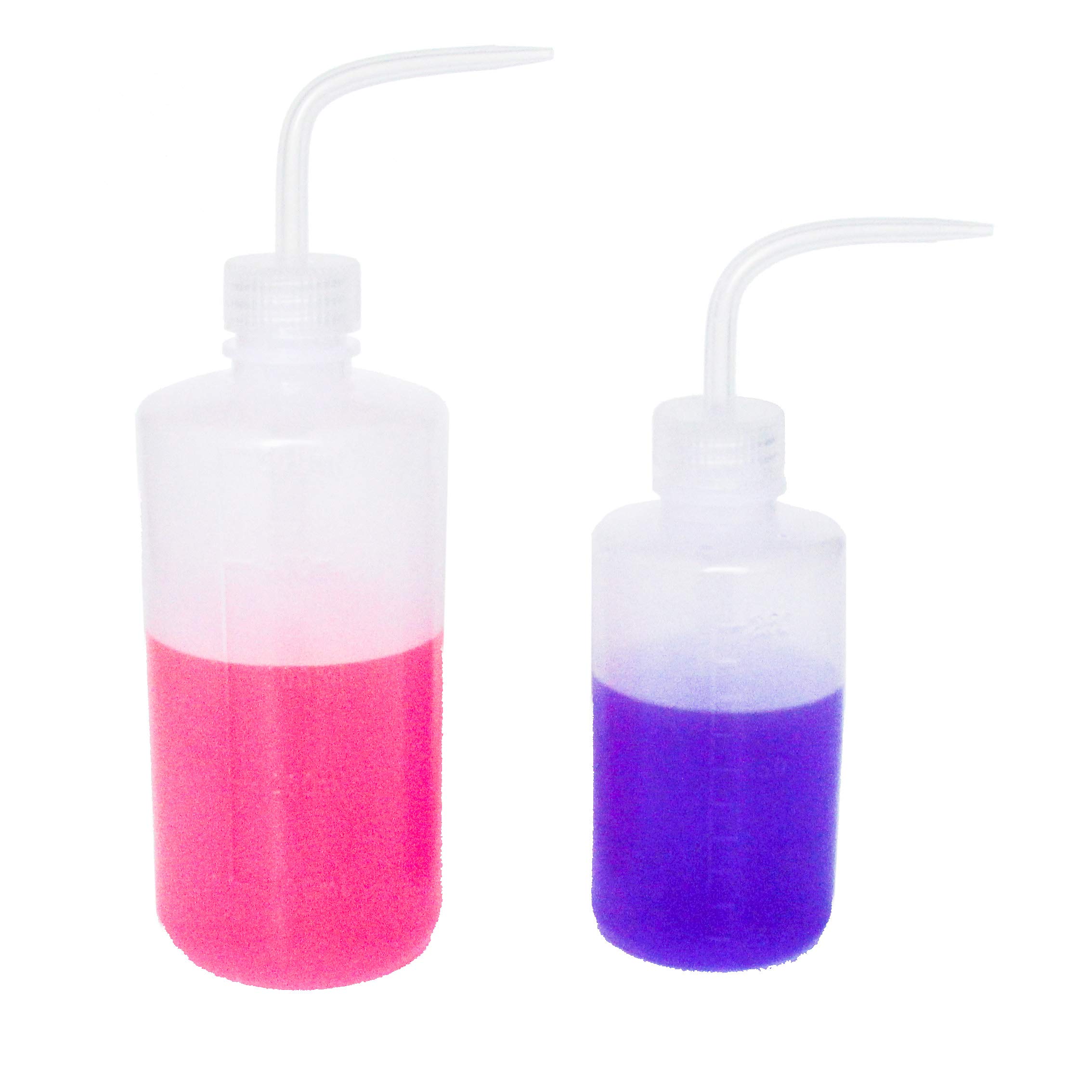 Safety Wash Bottle, Squeeze Bottle, Narrow Mouth, Plastic (250ml 500ml (Pack of 2))