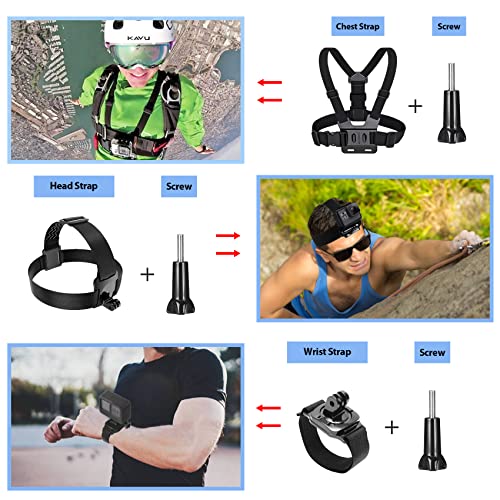 HONGDAK Action Camera Accessories Kit for GoPro Hero 11 10 9 Black, Waterproof Housing+Silicone Case+3-Way Adjustable Arm+Head Chest Wrist Strap+Bike Mount+Suction Cup+Floating Grip Bundle Set 63 in 1