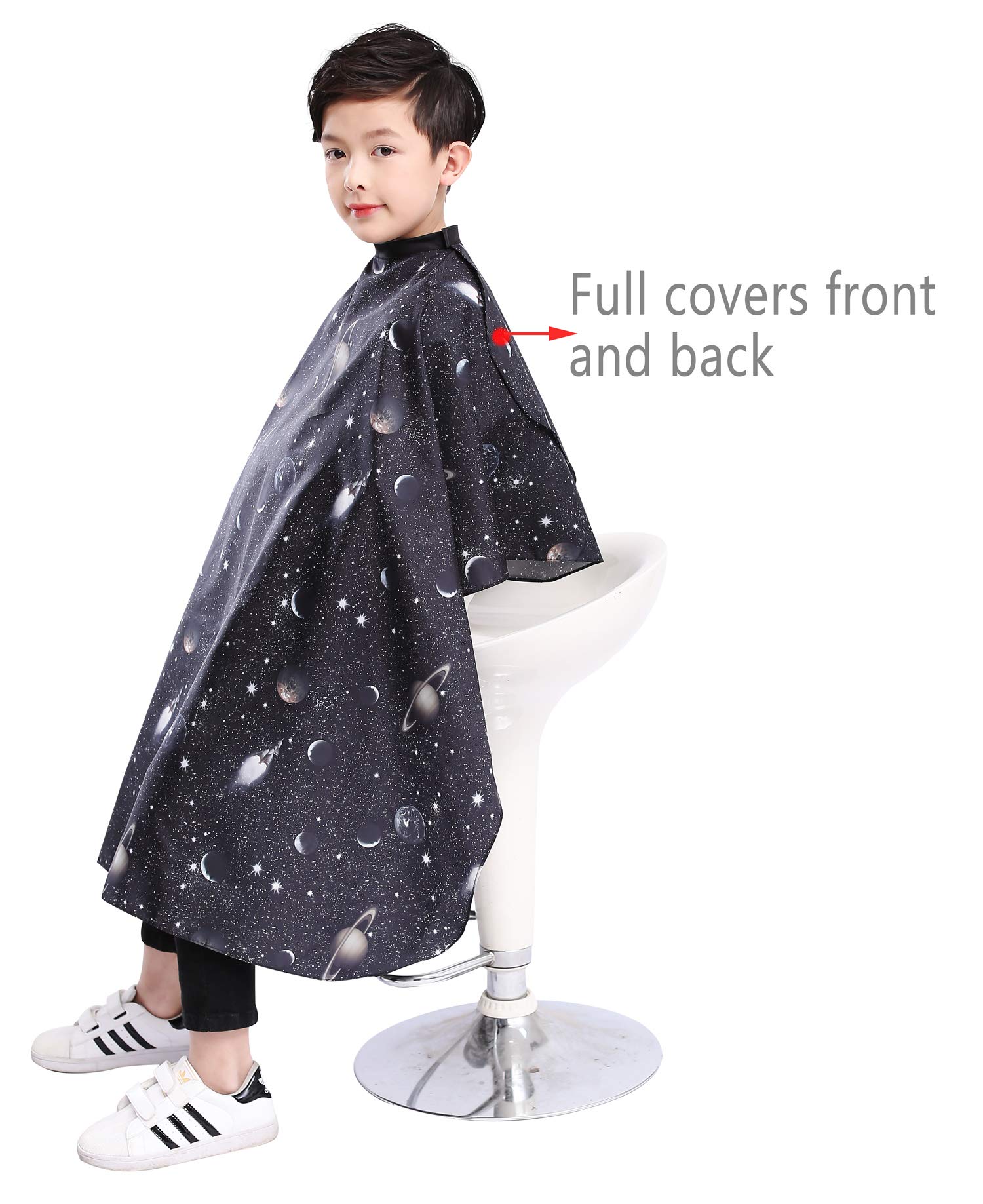 PERFEHAIR Kids Haircut Barber Cape Cover for Hair Cutting,Styling and Shampoo, for Boys - Black Space Printing