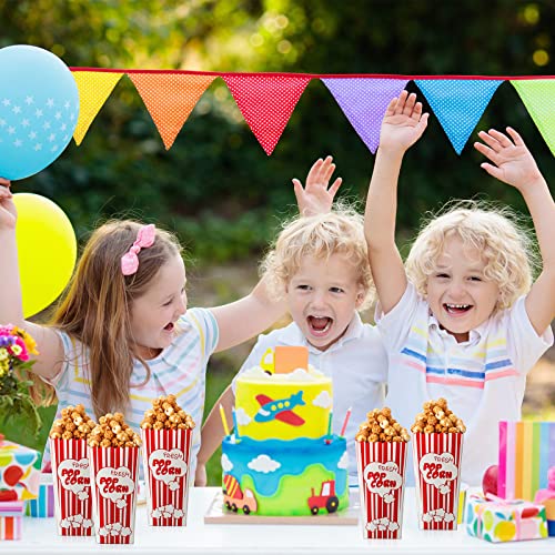 Fuutreo 120 Pack Movie Night Popcorn Box Paper Popcorn Bucket Bowl Bulk 46 oz Red and White Popcorn Bag Snack Container Holder 7.87" for Popcorn Machine Theater Carnival Circus Party Decor Supplies