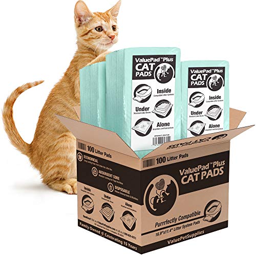 ValuePad Plus Cat Litter Pads, 16.9x11.4 Inch, Unscented, 100 Count - Breeze Compatible Refills - Refill for Tidy Cat Breeze Litter System, Quick-Dry, Super Absorbent Gel Cat Pads