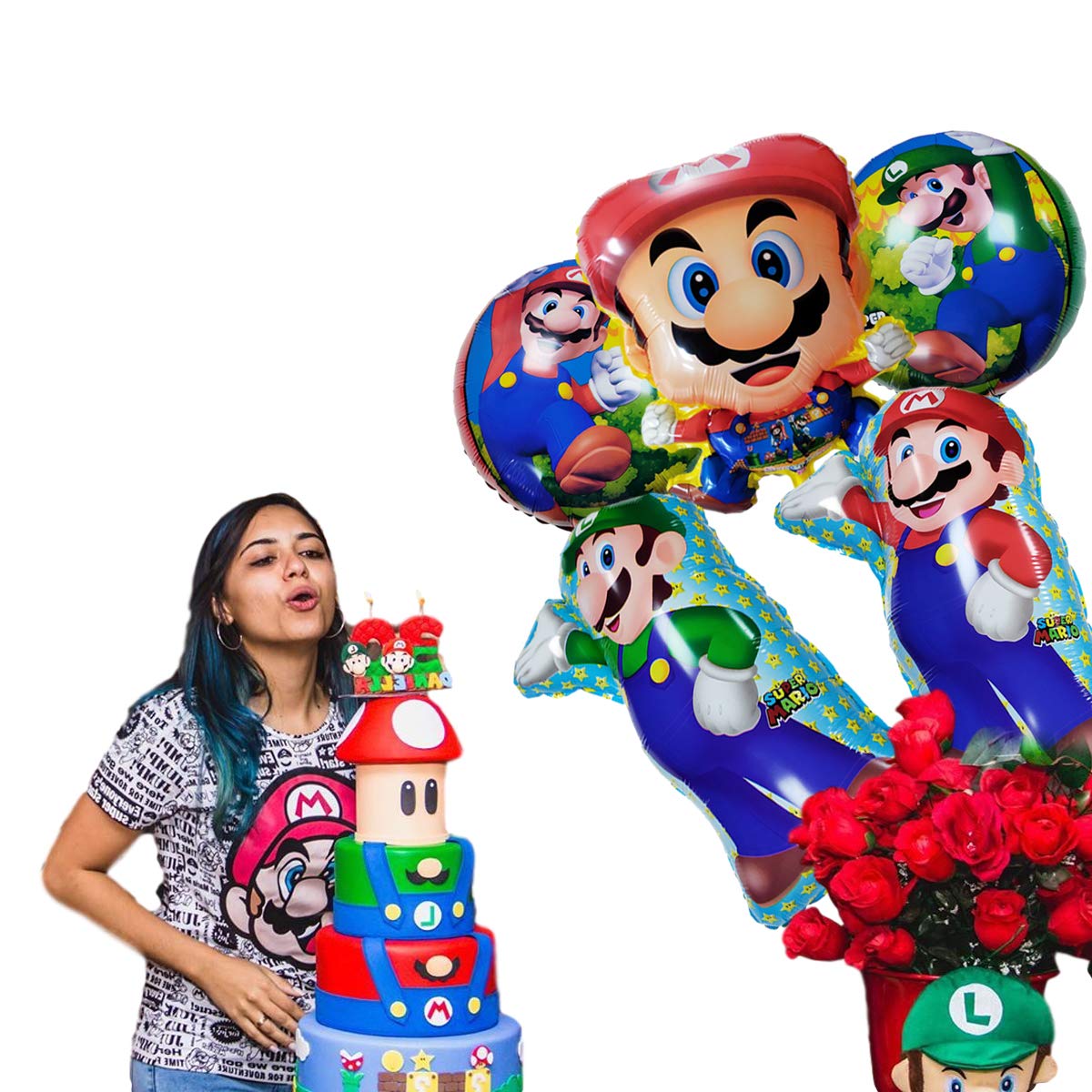 5PCS Mario Aluminum Foil Balloons Super Bros Theme Birthday Party Decoration Supplies