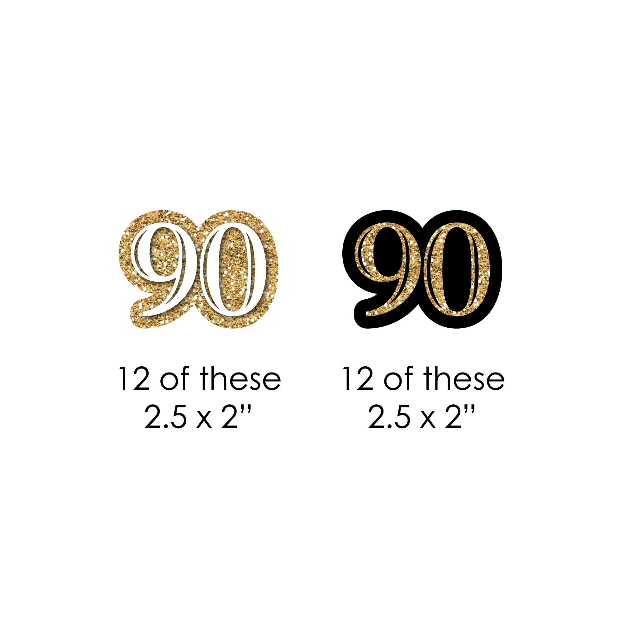 Adult 90th Birthday - Gold - Paper Straw Decor - Birthday Party Striped Decorative Straws - Set of 24