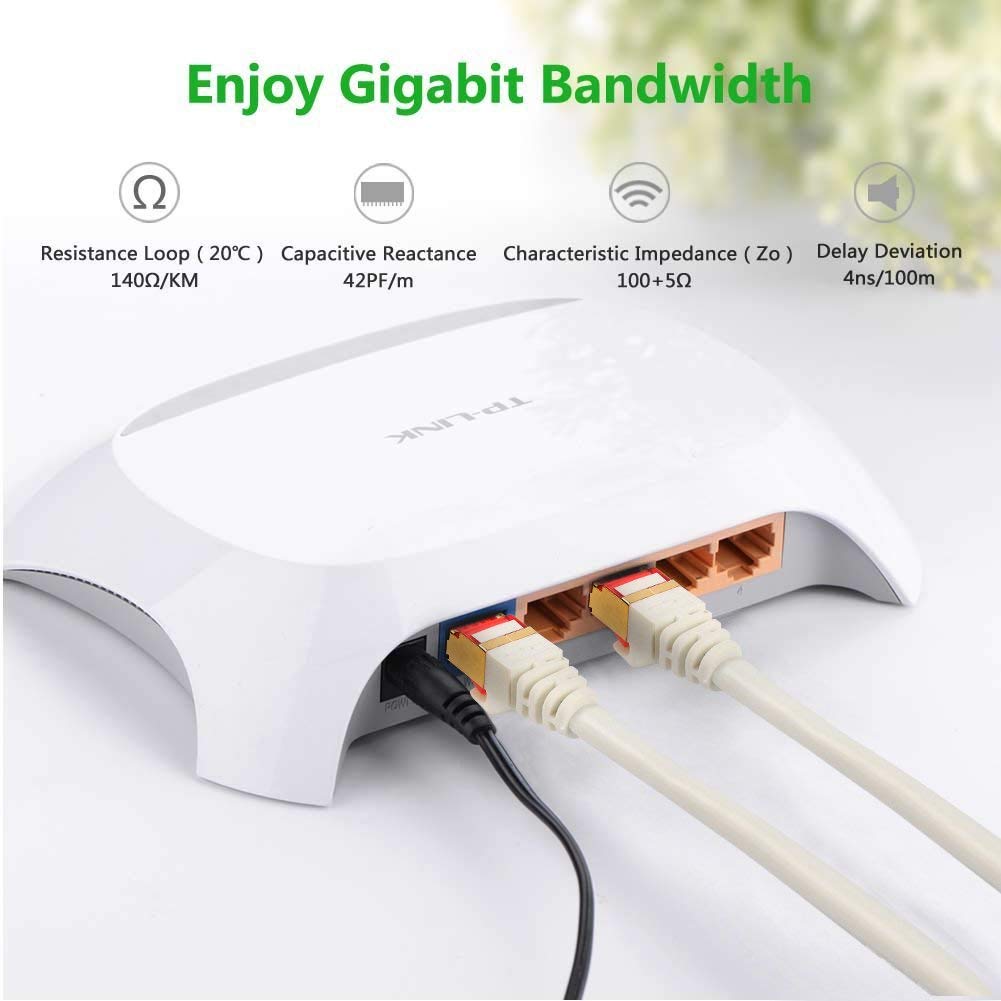 Cat7 Ethernet Cable - 25 ft - RJ45 Connector - Double Shielded STP - 10 Gigabit 600MHz - Cat 7 Premium High Speed Network Wire Patch Cable (7.5m) LAN Cord - 25 Feet