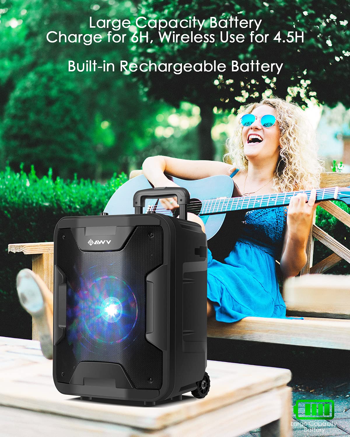 Karaoke Machine for Adults, Wireless Portable PA System Bluetooth Karaoke Speaker with 8" Subwoofer, 2 Wireless Microphones, Disco Ball Light for Christmas Singing Party Home Karaoke Outdoor