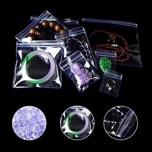 Self Seal Plastic Pack Zipper Lock Bags Clear PVC Antitarnish Jewelry Rings Earrings Packing Storage Pouch for Zip Transparent Anti-oxidation Lock Poly Pouch (100, 7x11cm (2.7x4.3 inch))