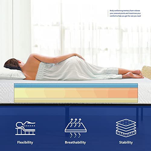 Olee Sleep 5 Inch Gel Adaptive Comfort Memory Foam Mattress (Full), White