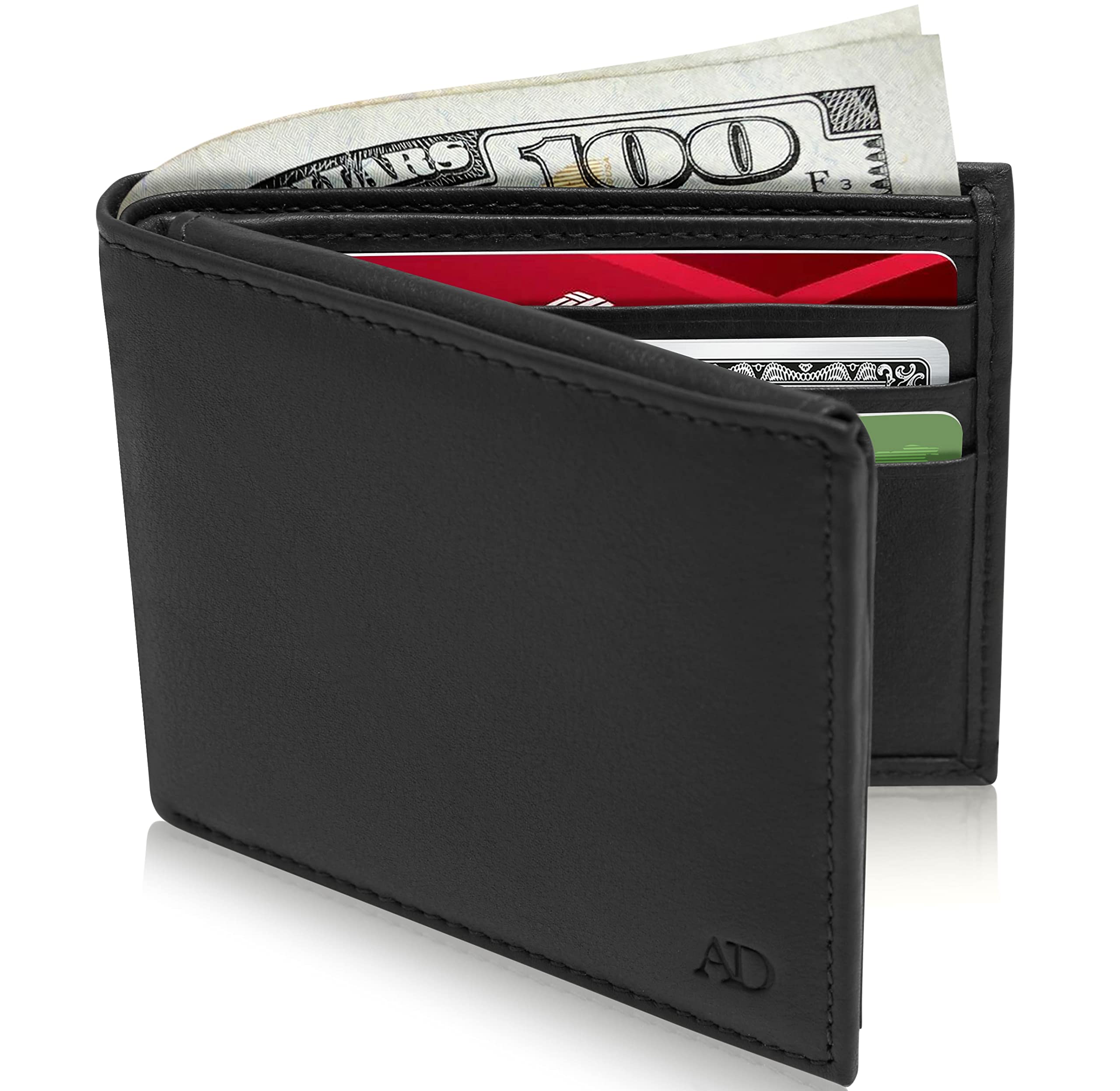 Access Denied Slim Leather Bifold Wallets For Men - Minimalist Mens Wallet RFID Blocking Card Holder With ID Window Gifts For Men