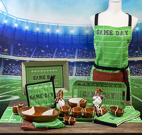 Boston International Ceramic Chip and Dip Serving Super Bowl Party, 12 x 8-inches, Football Fever