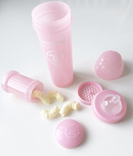 Twistshake Anti Colic Baby Bottles - Premium 330ml/11oz Bottles with 100ml Milk Storage Container for a Comfortable Feeding Experience for Baby Care - Pastel Grey