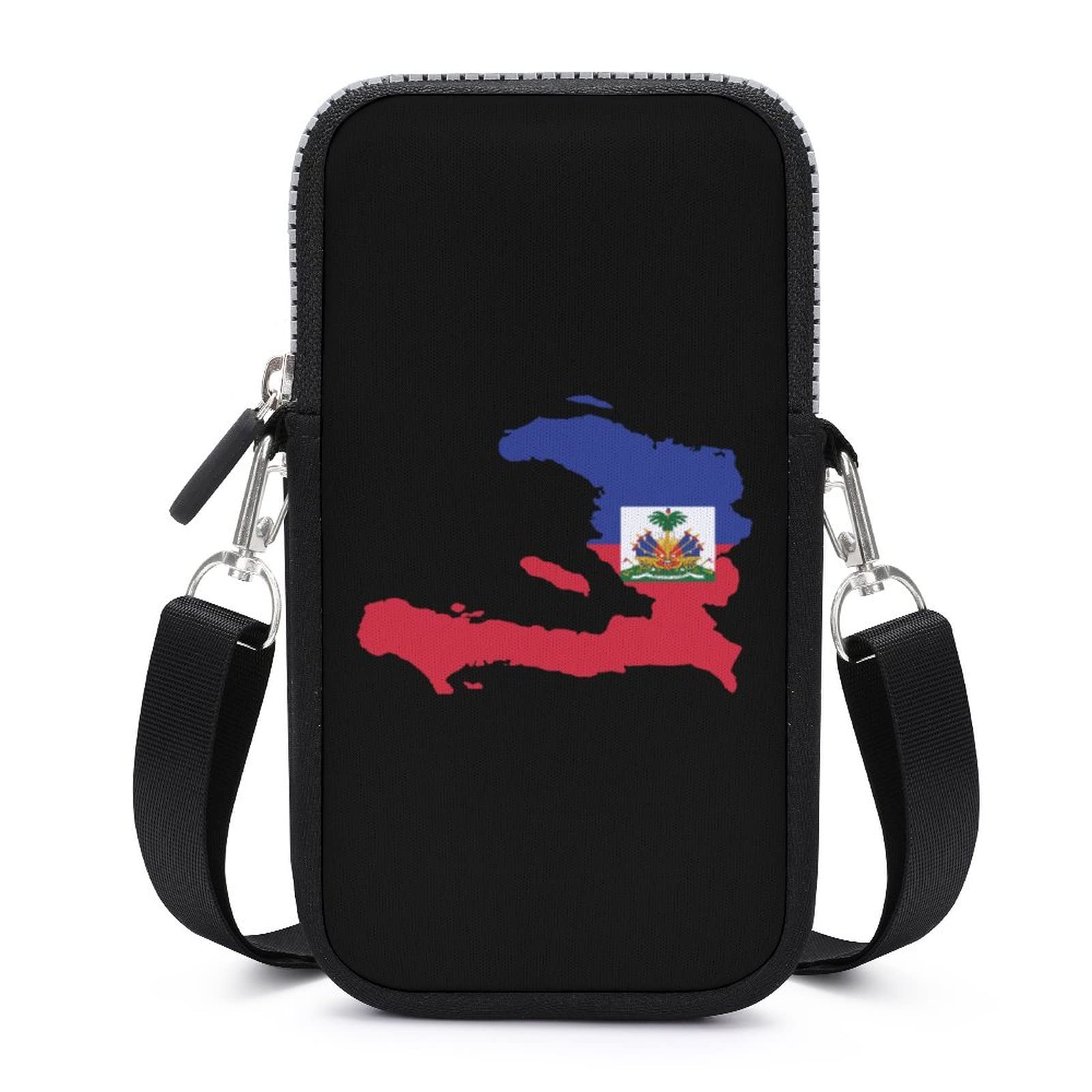 FunnyStar Haitian Flag Map Crossbody Phone Bag Shoulder Wallet Purse Cellphone Handbag with Adjustable Strap