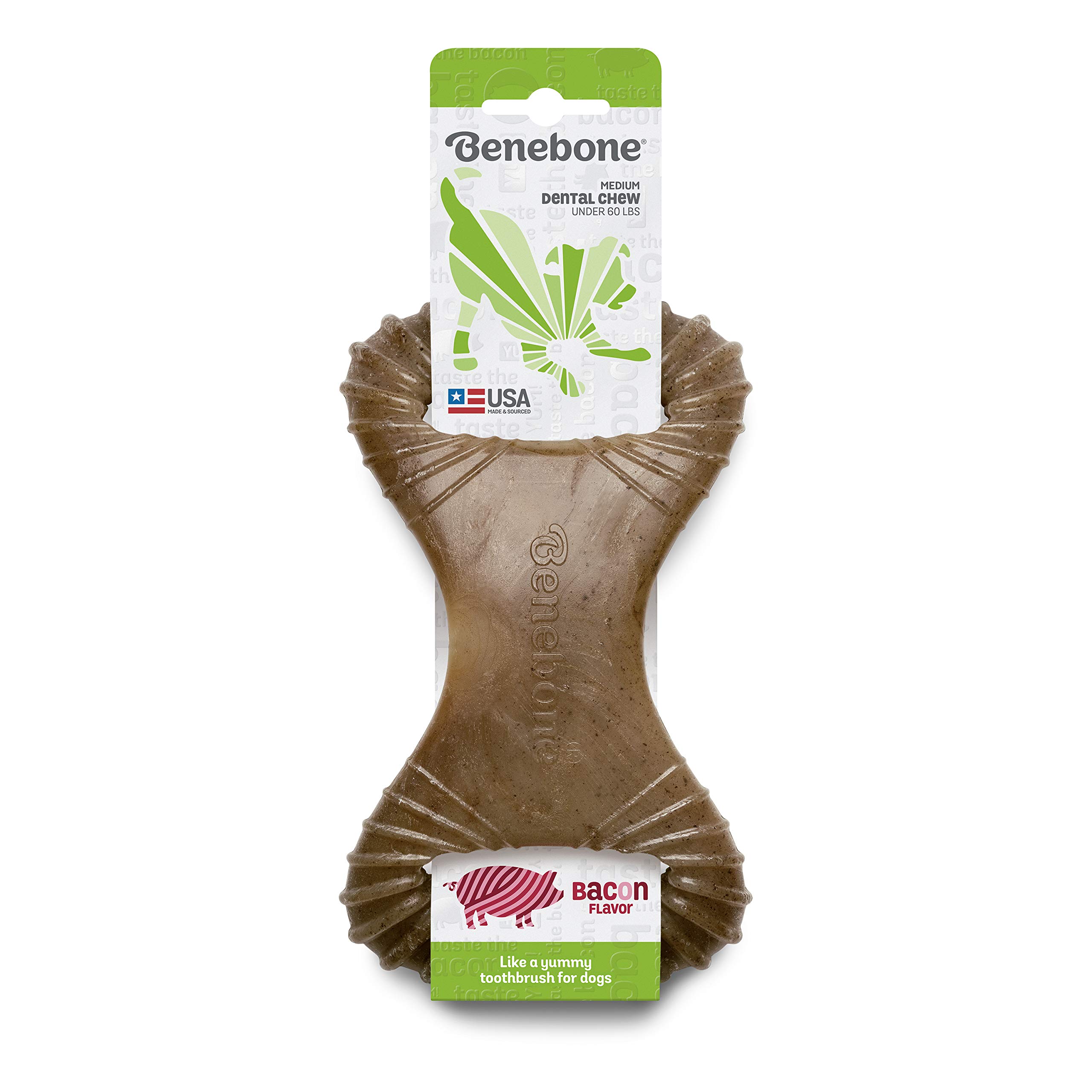 Benebone Medium Holiday 4-Pack Dog Chew Toys for Aggressive Chewers Dental Durable Dog Chew Toy for Aggressive Chewers, Real Bacon