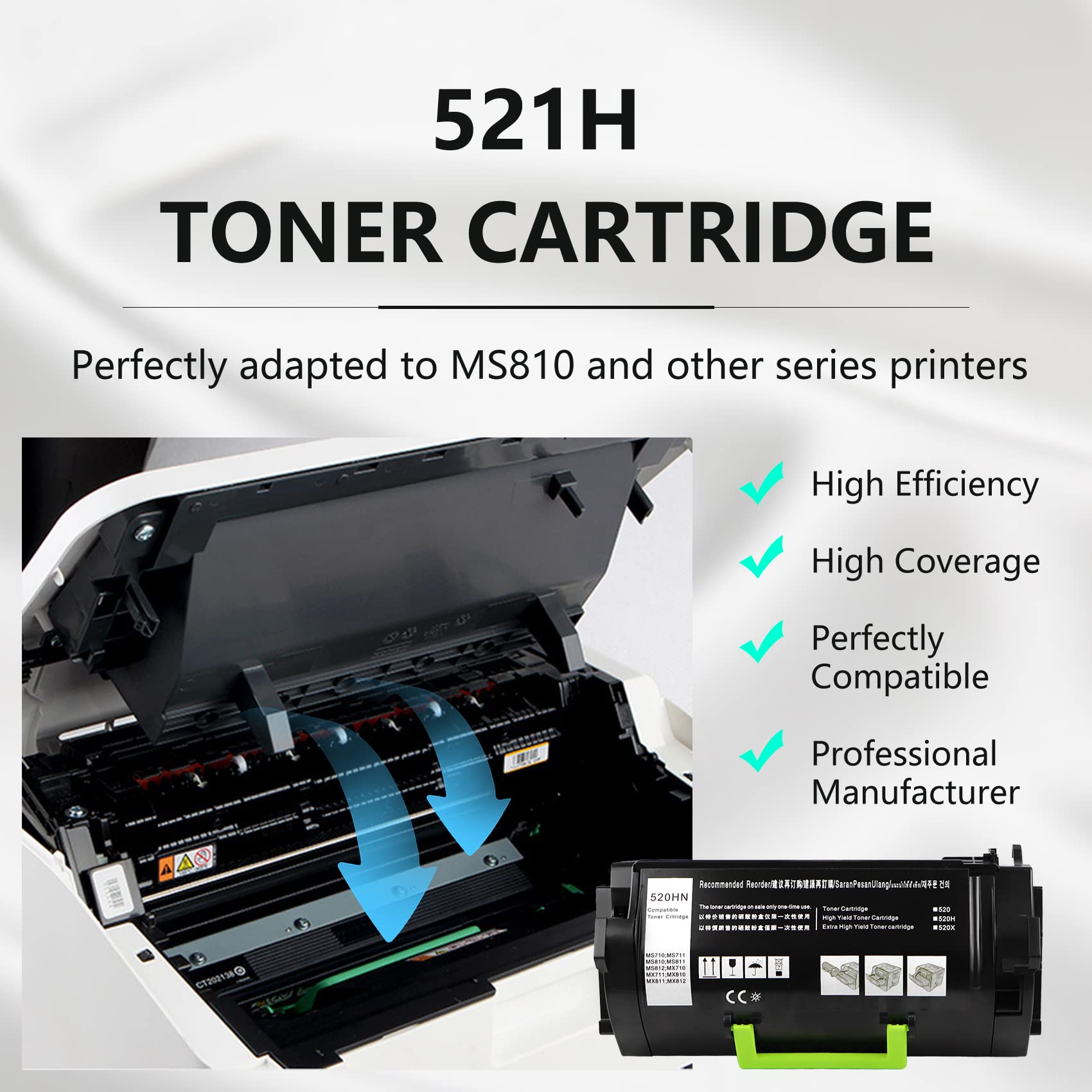 Pomeade Upgraded 521H Toner 52D1H00 Toner Cartridge Compatible with lexmark MS810 MS810n MS810dn MS811 MS811n MS811dn MS812 MS812dn MS812de MS710 MS710n MS711 MS711dn Printer(25,000 Yield, 1PK Black)