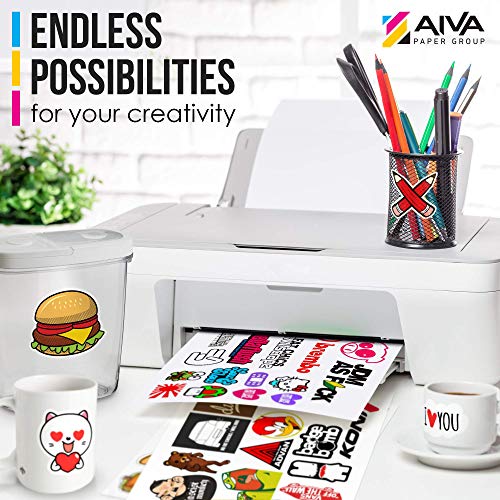 Printable Vinyl Sticker Paper for Inkjet Printer - Frosty Clear - Semi-Transparent -15 Self-Adhesive Sheets - Waterproof Decal Paper - Standard Letter Size 8.5"x11"