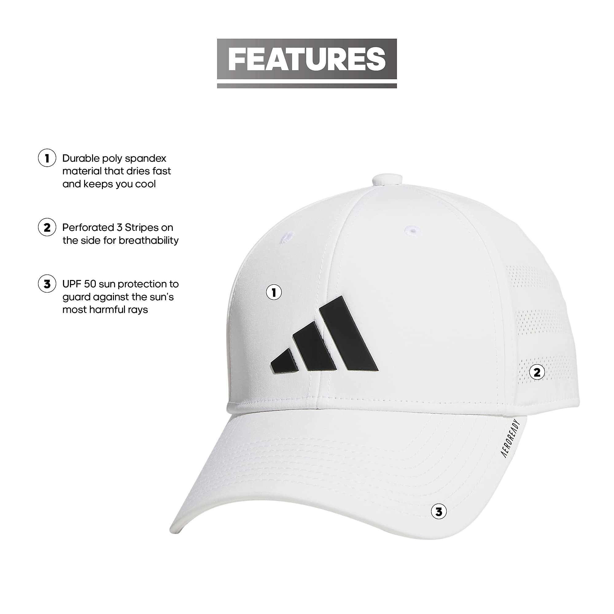 adidas Men's Gameday Structured Stretch Fit Hat 4.0, White/Black, Large-X-Large