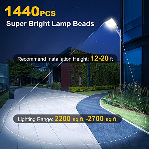 BUYTHA 1000W Solar Street Lights Outdoor - 6500K LED Street Light Dusk to Dawn, Solar Parking Lot Lights, LED Solar Outdoor Light Waterproof Motion Sensor and Remote Control