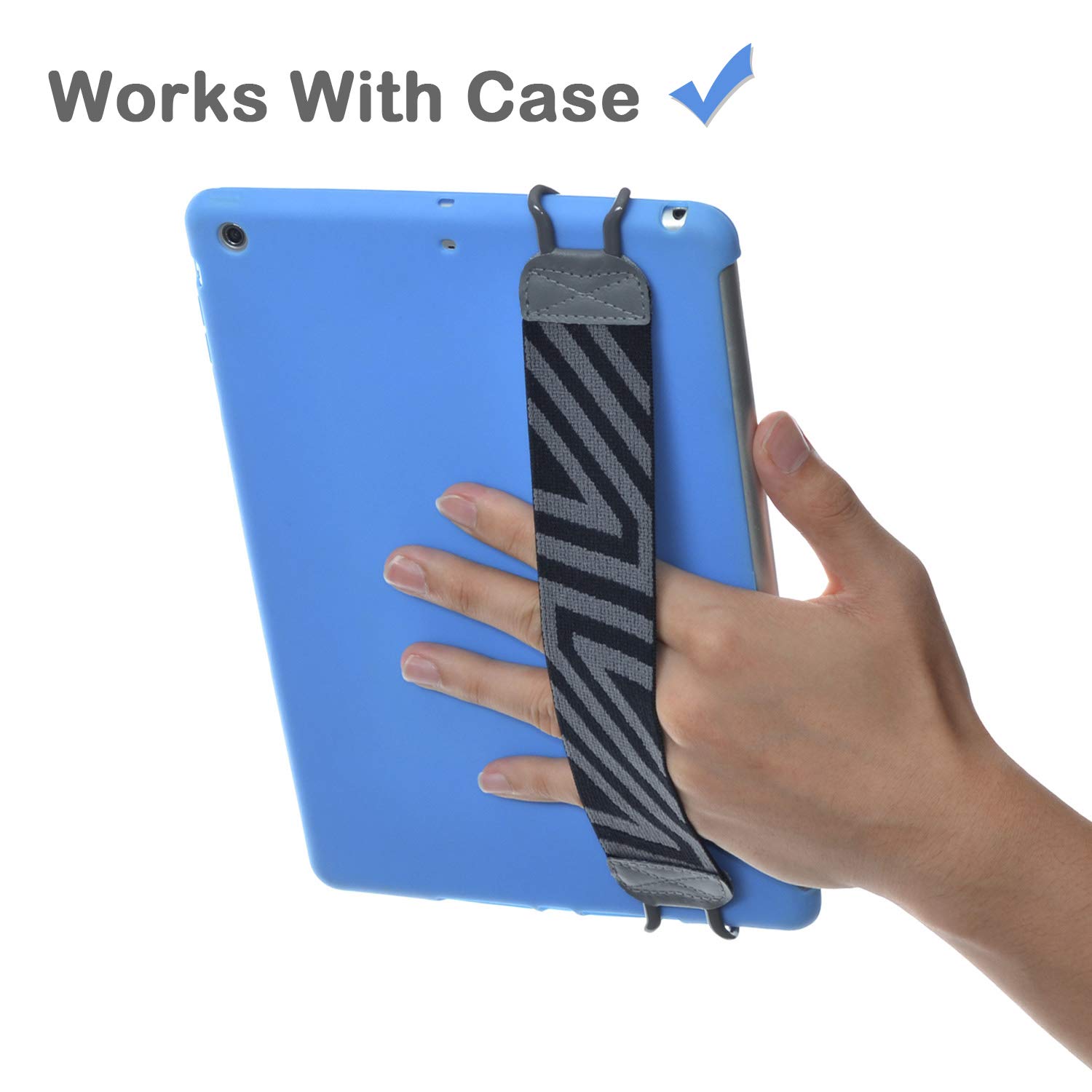 TFY Security Hand Strap Holder with Silicon for Tablets, Compatible with iPad Pro 9.7 Inch, Pro 11 Inch, iPad 9th Gen, iPad Mini 6, iPad Air 5, Samsung Galaxy Tab & Note and More -Gray (ONE Piece)