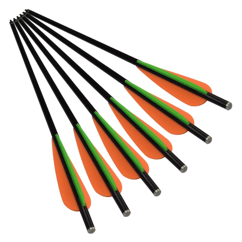 8031 Fiberglass Crossbow Bolts 14Inch Hunting Archery Arrows 12PCS/Pack (One Green Two Orange Vanes)
