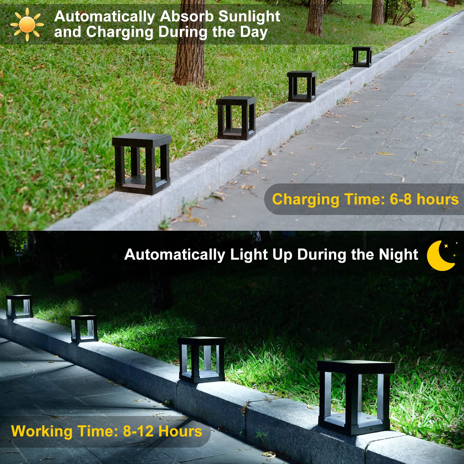 CORESLUX Solar Post Cap Light Lamp Outdoor Floor Lamp, Super Bright Solar Outdoor Lights Waterproof Landscape Path Lights for Garden Yard Walkway 2 Pack