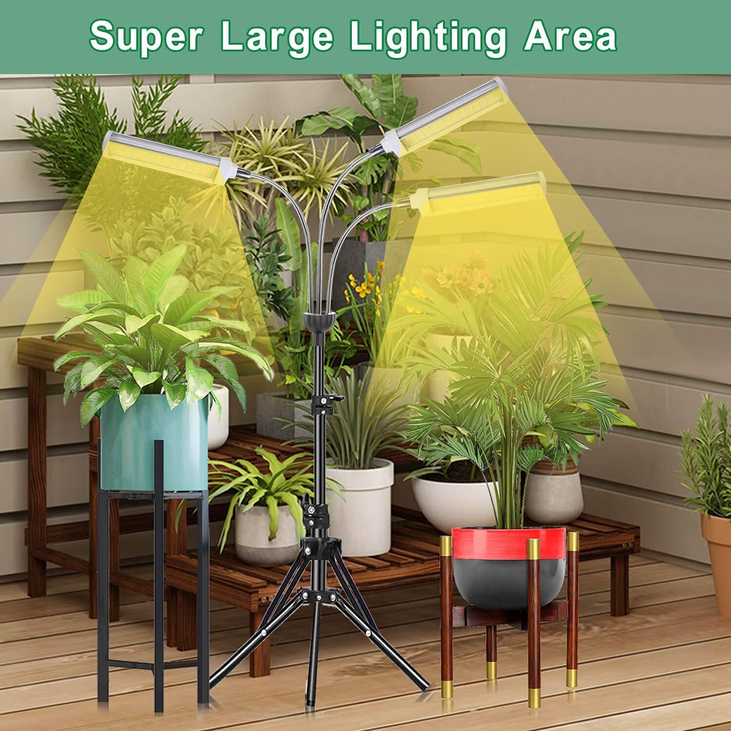 Abonnyc Grow Light for Indoor Plants with 47''inch Stand Plant Lights Full Spectrum Timer for Seedlings, 3 Switch Modes,15-47 inch Adjustable Tripod Stand & Gooseneck for Various Larger Plants