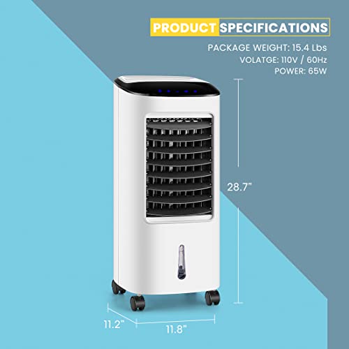 VIVOHOME Portable Evaporative Air Cooler 110V 65W Fan Humidifier with LED Display and Remote Control Ice Box for Indoor Home Office Dorms
