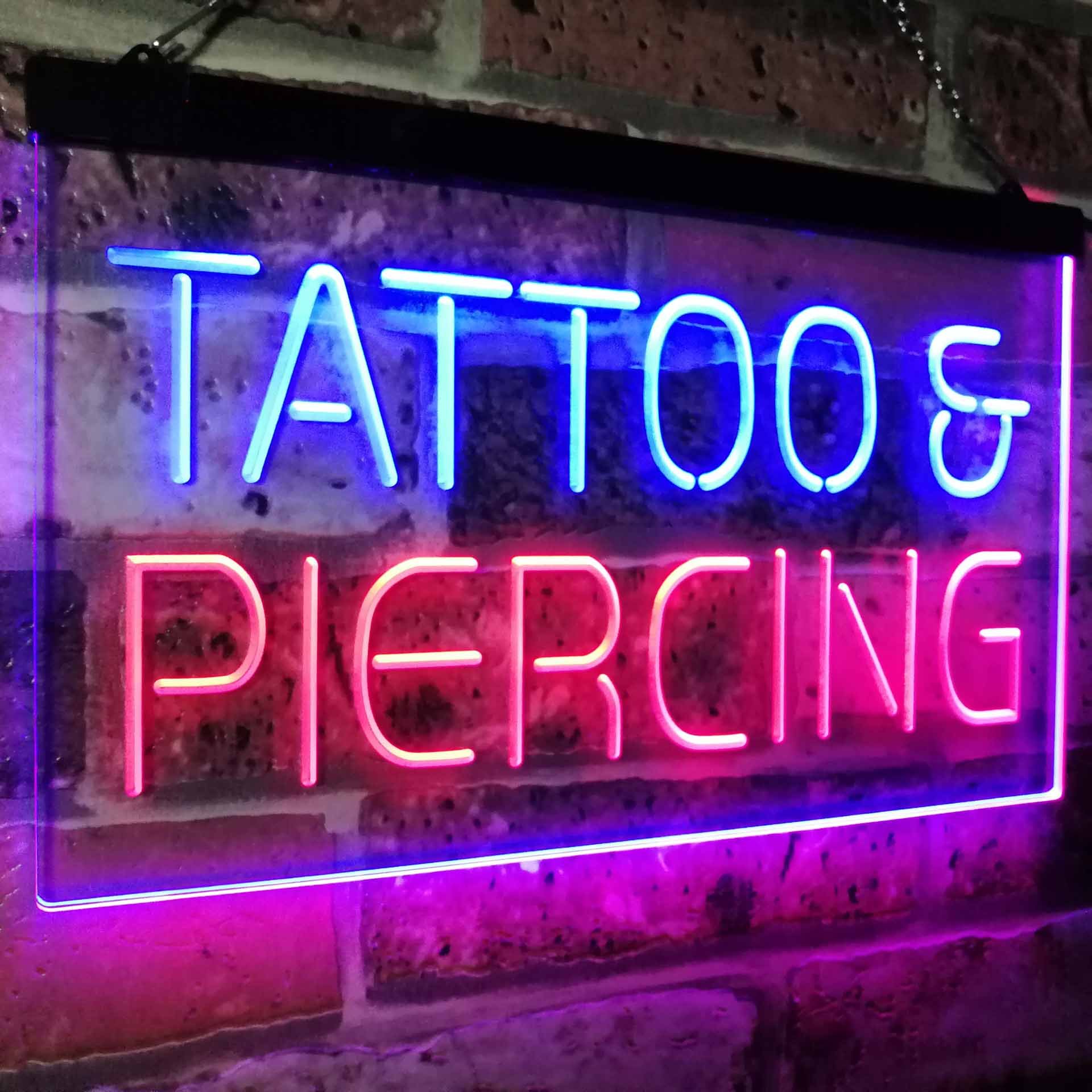 ADVPRO Tattoo Piercing Get Inked Shop Open Dual Color LED Neon Sign Red & Blue 24" x 16" st6s64-i2484-rb