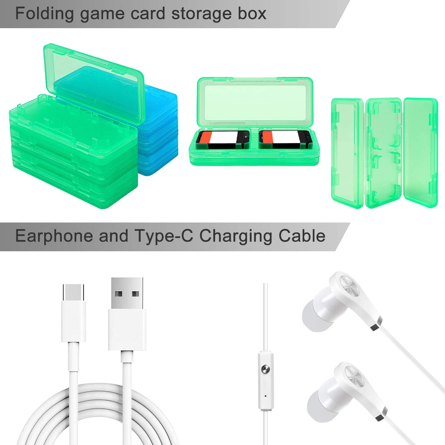 Accessories Bundle for Switch, 26 in 1 Essential Protection Kits with Carrying Case, Screen Protector, Cards Storage Case, Hand Grips, Cover for Joycon & Charging Cable, Thumb Grip Caps