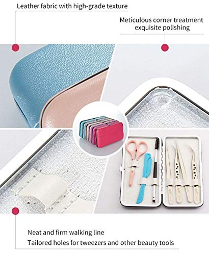 Small Tweezers Case for Eyelash Extensions Individual Makeup Tools Storage Scissors Lash Brush and Tweezers Bag 9 Colors by Yelix (Pink Purple)