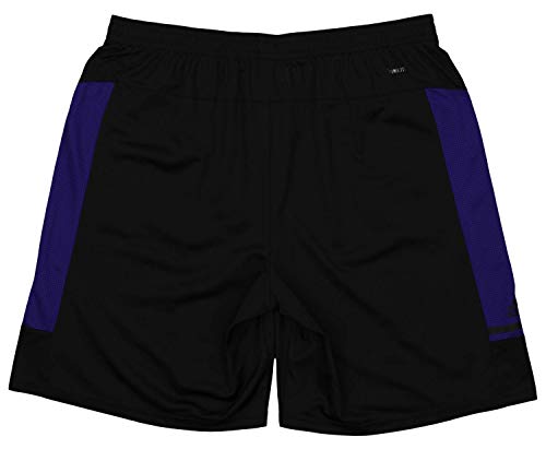 adidas Game Built Player Climalite Short with Pockets, Black- Collegiate Purple X-Large