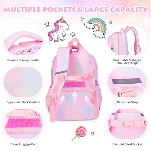 BYXEPA Girls Backpack, School Backpacks 16 * 11.5 * 7.5in for Girls, Cute Book Bag with Compartments for Girl Kid Students Elementary School, Pink