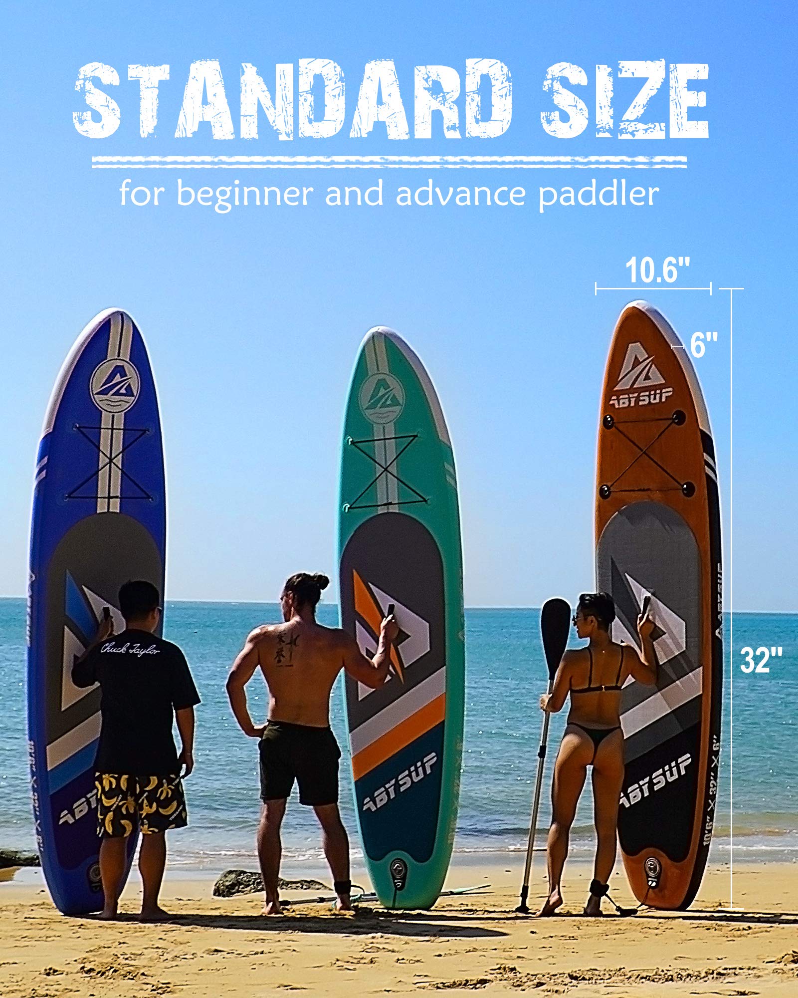 ABYSUP Paddle boards, SUP, Paddleboard with All Accessories & Carry Bag, 10'6" Inflatable Paddle Board, Non-Slip Deck SUP Paddle Board, Anti-Sink Paddl&Pump Included(Paddle Board)