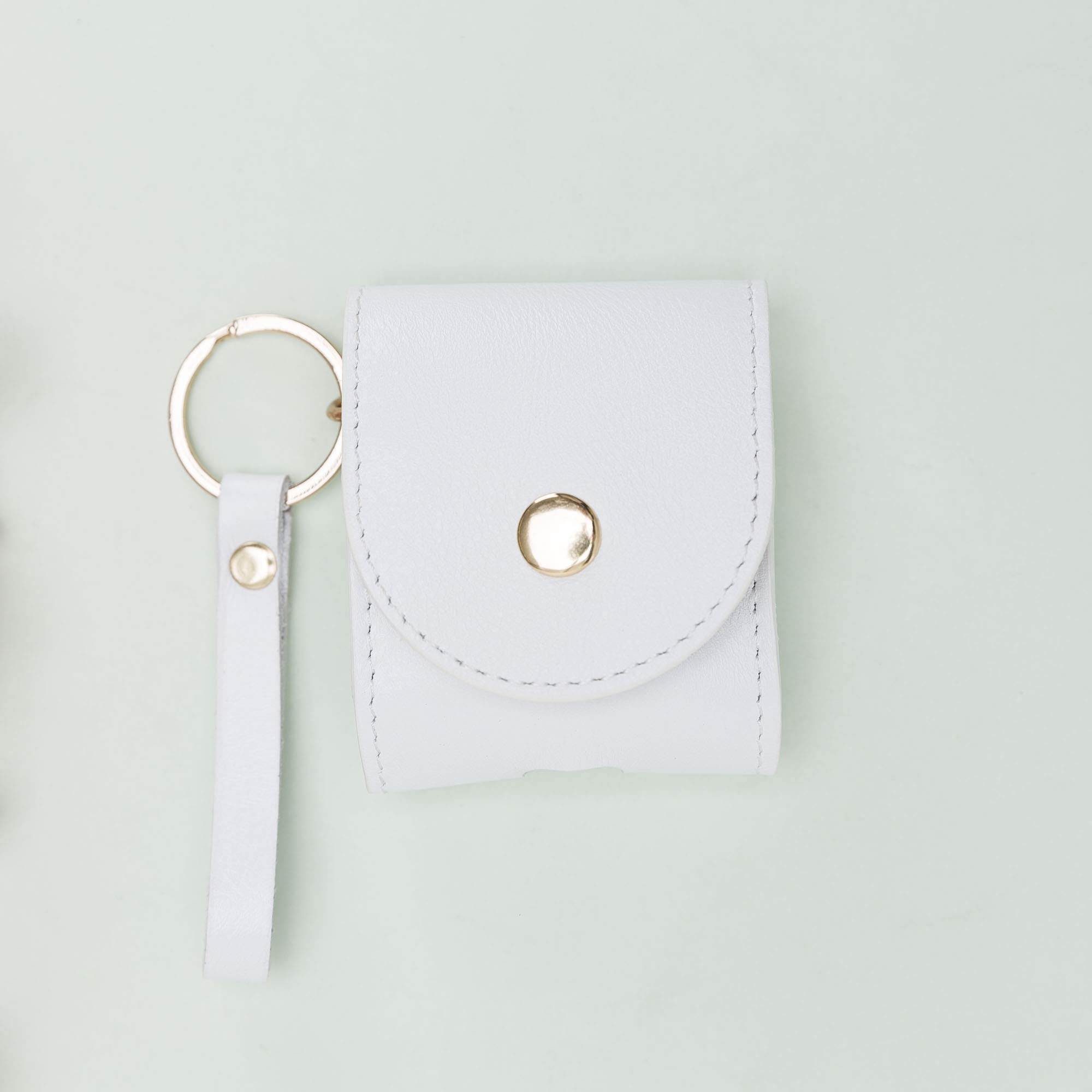 AirPods 2 & 1 White Full Grain Leather Case Personalized Cover Supports Wireless Charge Maximum Protect