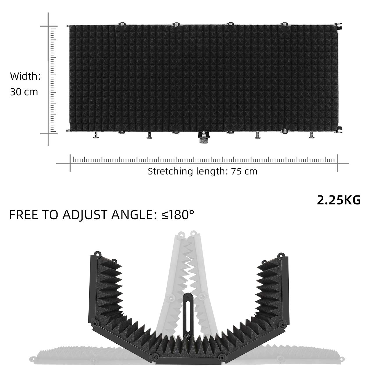 Depusheng 5 Panel Foldable Studio Microphone Isolation Shield Recording Sound Absorber Foam Panel