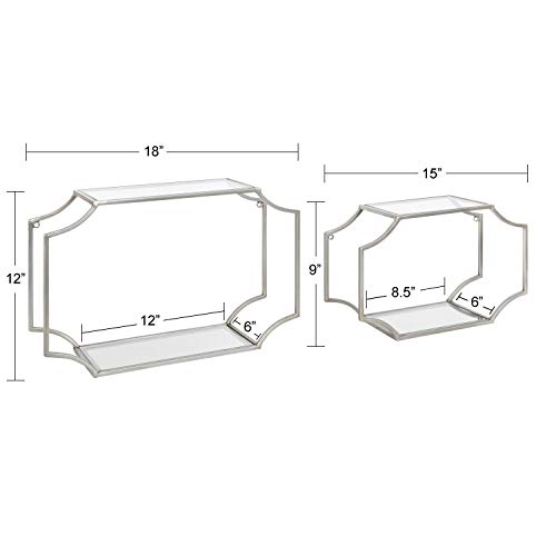 Kate and Laurel Ciel Modern Horizontal Shelves, Set of 2, Silver, Decorative Glam Wall Decor for Storage and Display