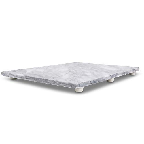 Villa Acacia Marble Cutting Board - 16 x 12 Inch Marble Slab Pastry Board for Charcuterie, Cheese, Dough, Dessert - Decorative Stone Cutting Board for Kitchen and Home