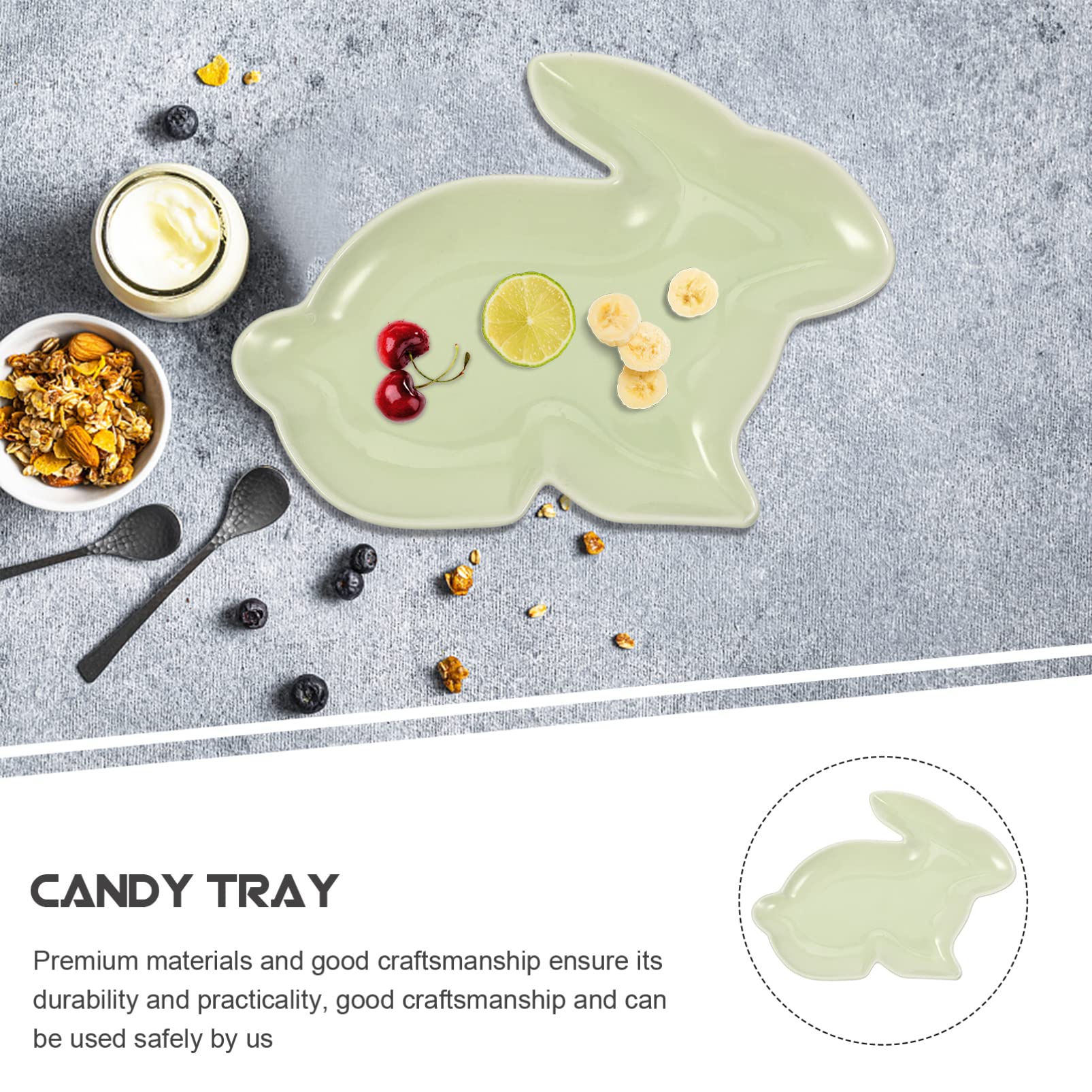 ABOOFAN Easter Bunny Shaped Plate Ceramic Rabbit Dishes Candy Appetizer Dessert Platter Salad Plate Serving Tray for Spring Easter Mothers Day Gift Kitchenware Lovers