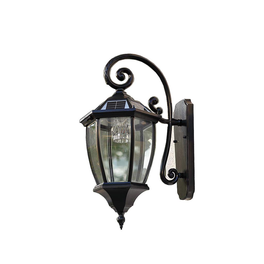 ADKINC Solar Wall Lights Outdoor,One-Light Exterior Wall Lantern,2 Modes Solar Led Waterproof Lighting for Deck,Transparent Glass,Easy-to-Install Security Lights for Front Door, Yard, Garage, Deck (