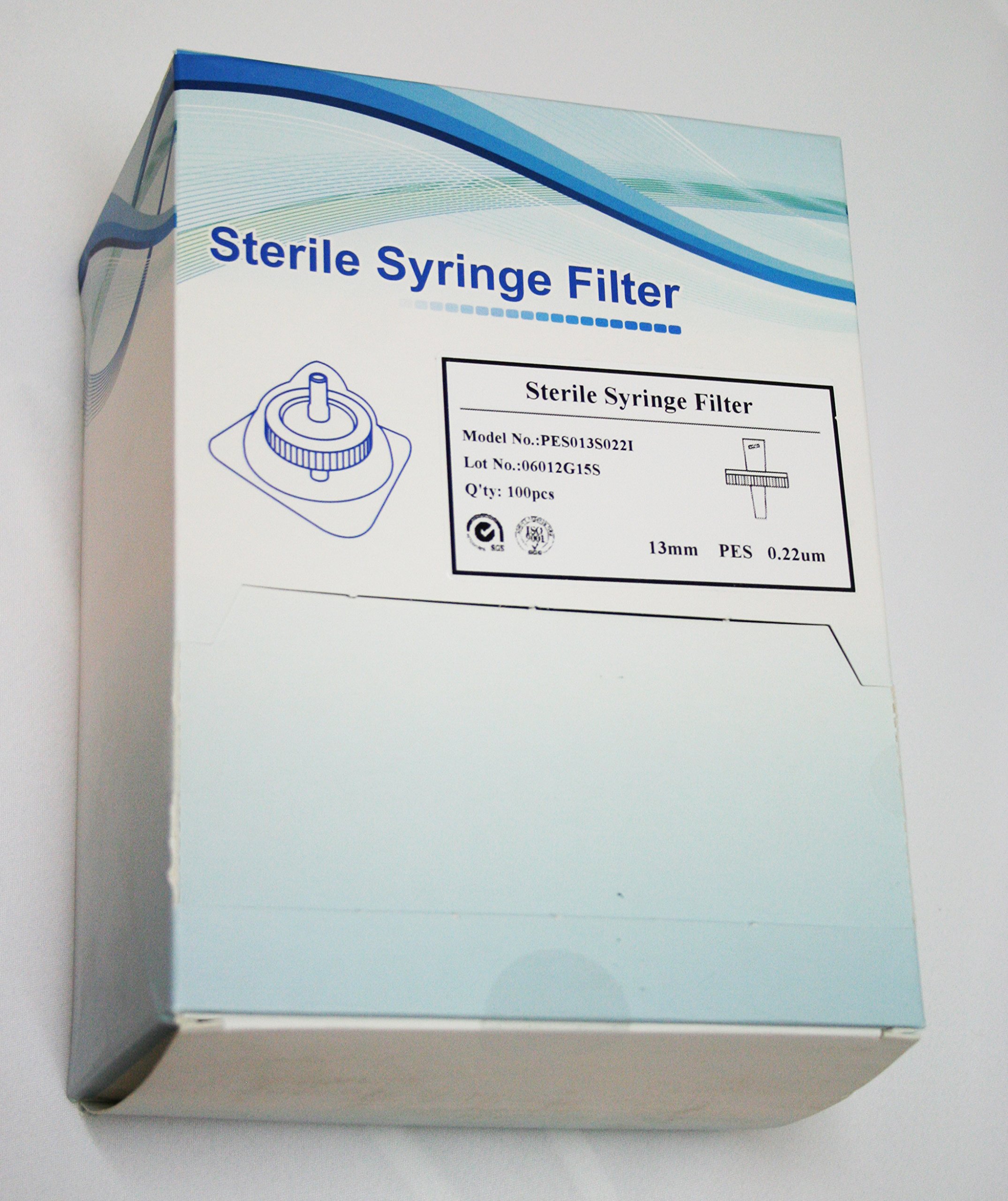 Eco-sensa® PES013S022I PES 13mm 0.22um Syringe Filter w/PP housing- Sterilized Individually Packed - 10 pcs