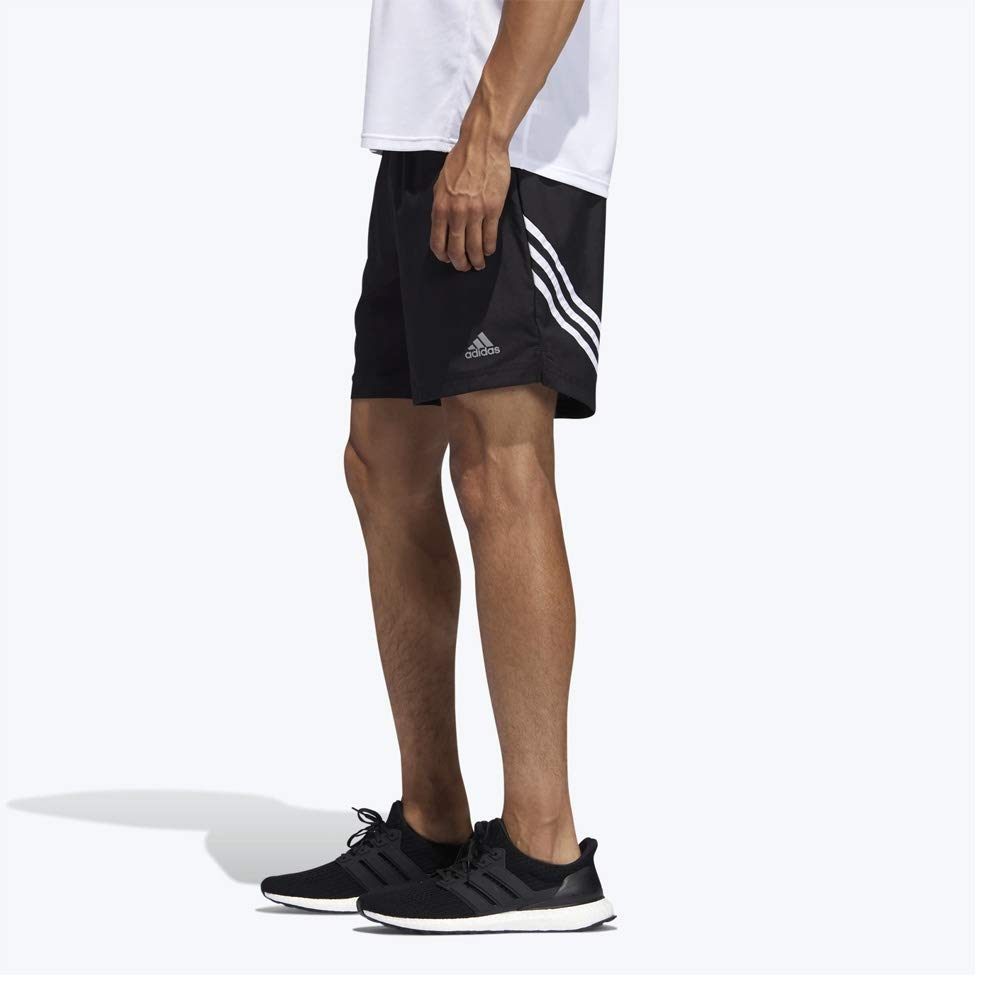 adidas Men's Run It Short 3-Stripes Black/White Small 7"