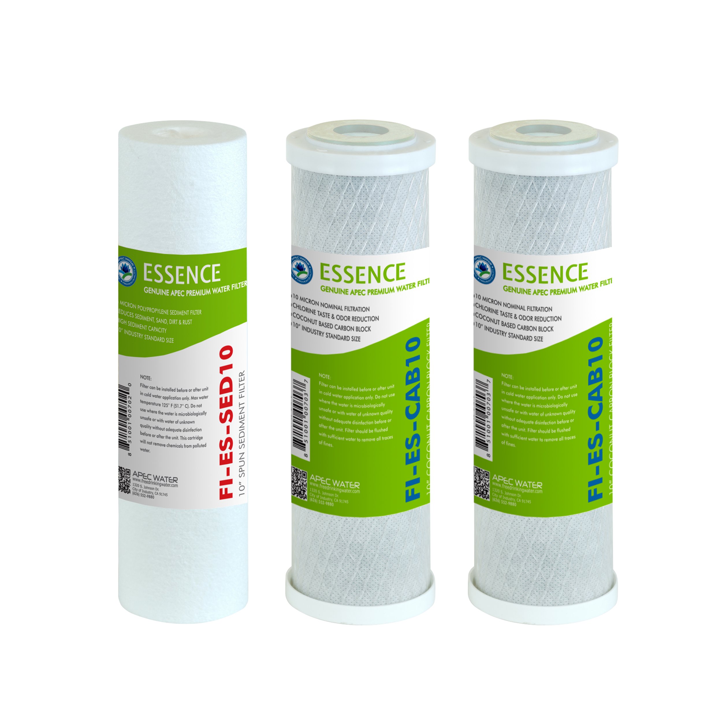 APEC Water Systems High Capacity Pre-Filter Set for Essence Series Reverse Osmosis Water Filter System (1 Count) and Inline Carbon Filter with Quick Connect