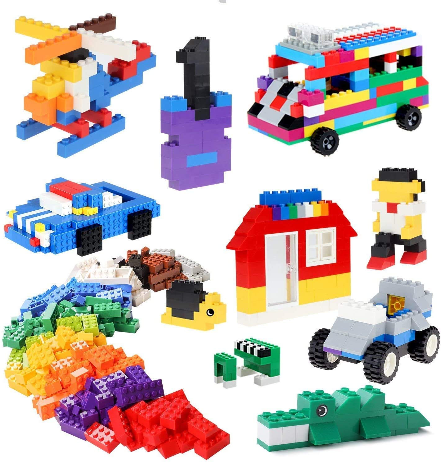 burgkidz Building Bricks 568 Pieces Toys, Classic Building Blocks Includes Wheels, Door, Window, Compatible Bulk Block with Storage Box and Baseplate, STEM Educational Gift for Kids 3+ Year