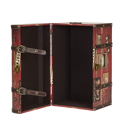 Household Essentials 9245-1 Medium Decorative Home Storage Trunk - Luggage Style - Coffee Shop Design , Orange