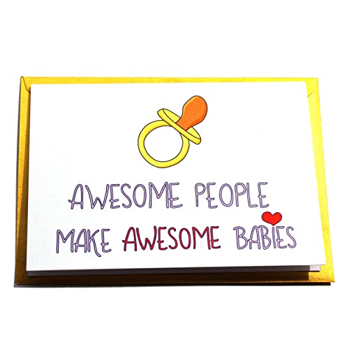 Awesome People Make Awesome Babies Cute and Sweet Congratulations Card - Funny Unique Handmade New Baby Card for New Mom Dad, Baby Shower Congrats Gift