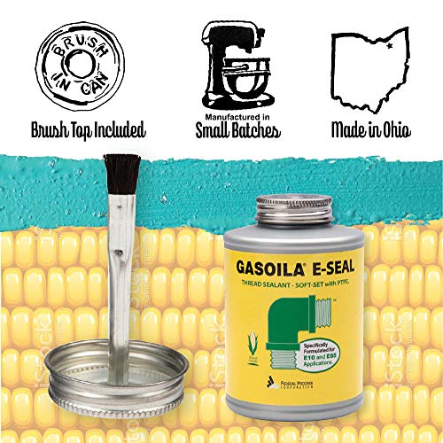 Gasoila - GE04 E-Seal Pipe Thread Sealant with PTFE Paste, Non-Hardening, -100 to 600 Degree F, 1/4 Pint Brush