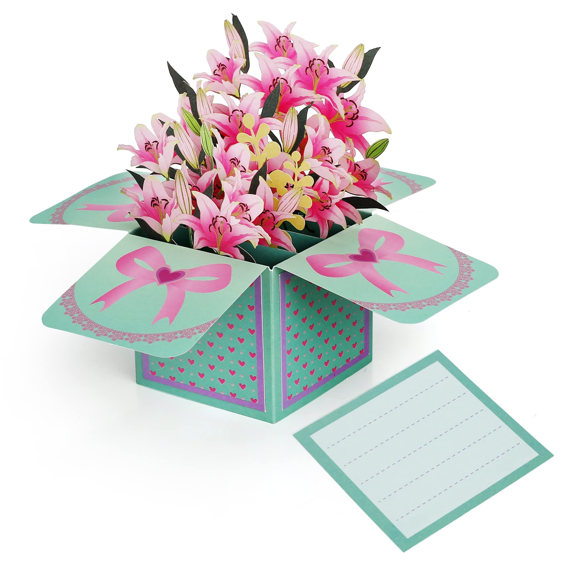 Banzk Thank you Card, 3D Pop up Greeting Cards, Birthday Gift Card with Note Card and Envelope, Teacher Appreciation Card, Best Friend Gift, Flowers Box Greeting Cards for Mom, Grandma, Father
