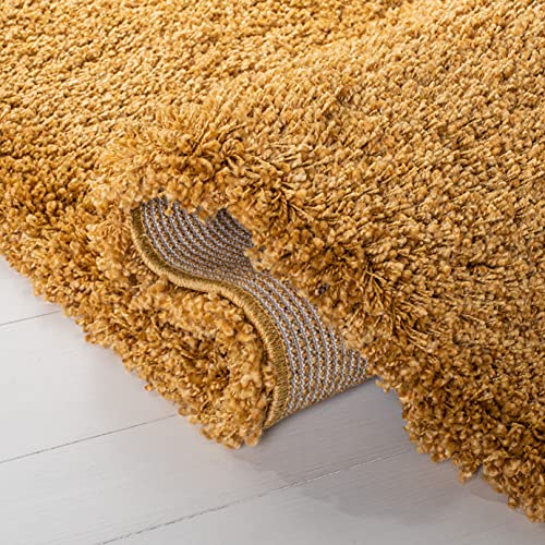 SAFAVIEH Hudson Shag Collection Accent Rug - 2' x 3', Gold, Modern Solid Design, Non-Shedding & Easy Care, 2-inch Thick Ideal for High Traffic Areas in Entryway, Living Room, Bedroom (SGH220D)