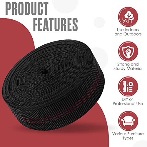 Houseables Chair Webbing, Elastic, Elasbelt, Two Inch (2") Wide, Forty Ft (40') Roll, Latex, Band, DIY Upholstery, Lawn Furniture, Repair and Modification, Stretchy Spring Alternative, Sofa, Couch, Chair
